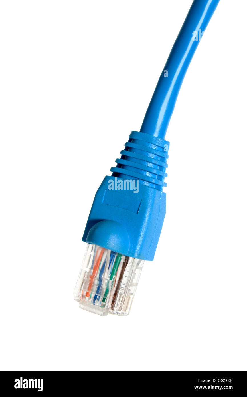blue computer ethernet cable isolated on white background Stock Photo ...