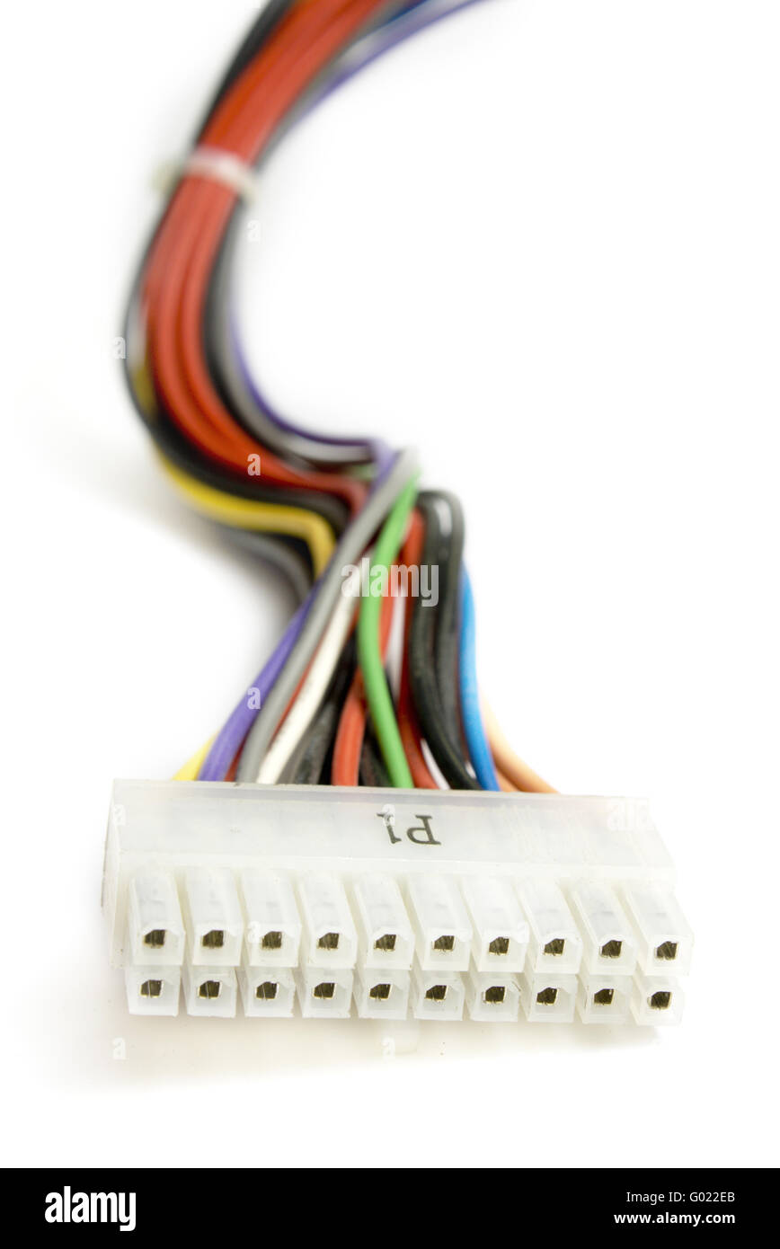 Marking colored electric cable for the power supply unit Stock Photo ...