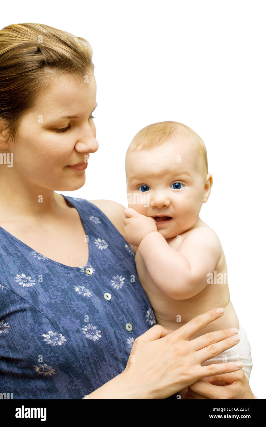 Woman and sad baby Stock Photo - Alamy