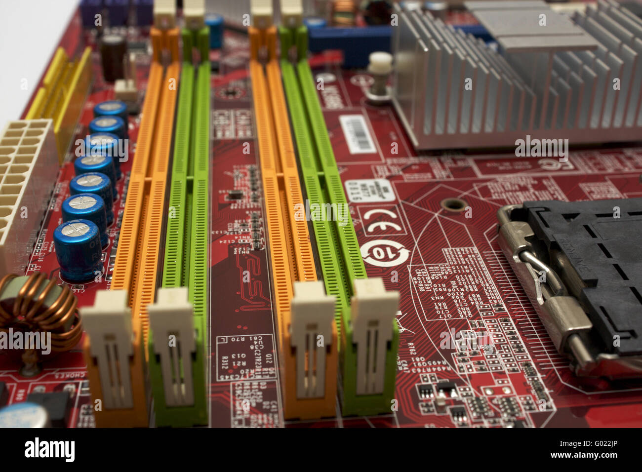 Part of motherboard with slots for memories modules Stock Photo - Alamy