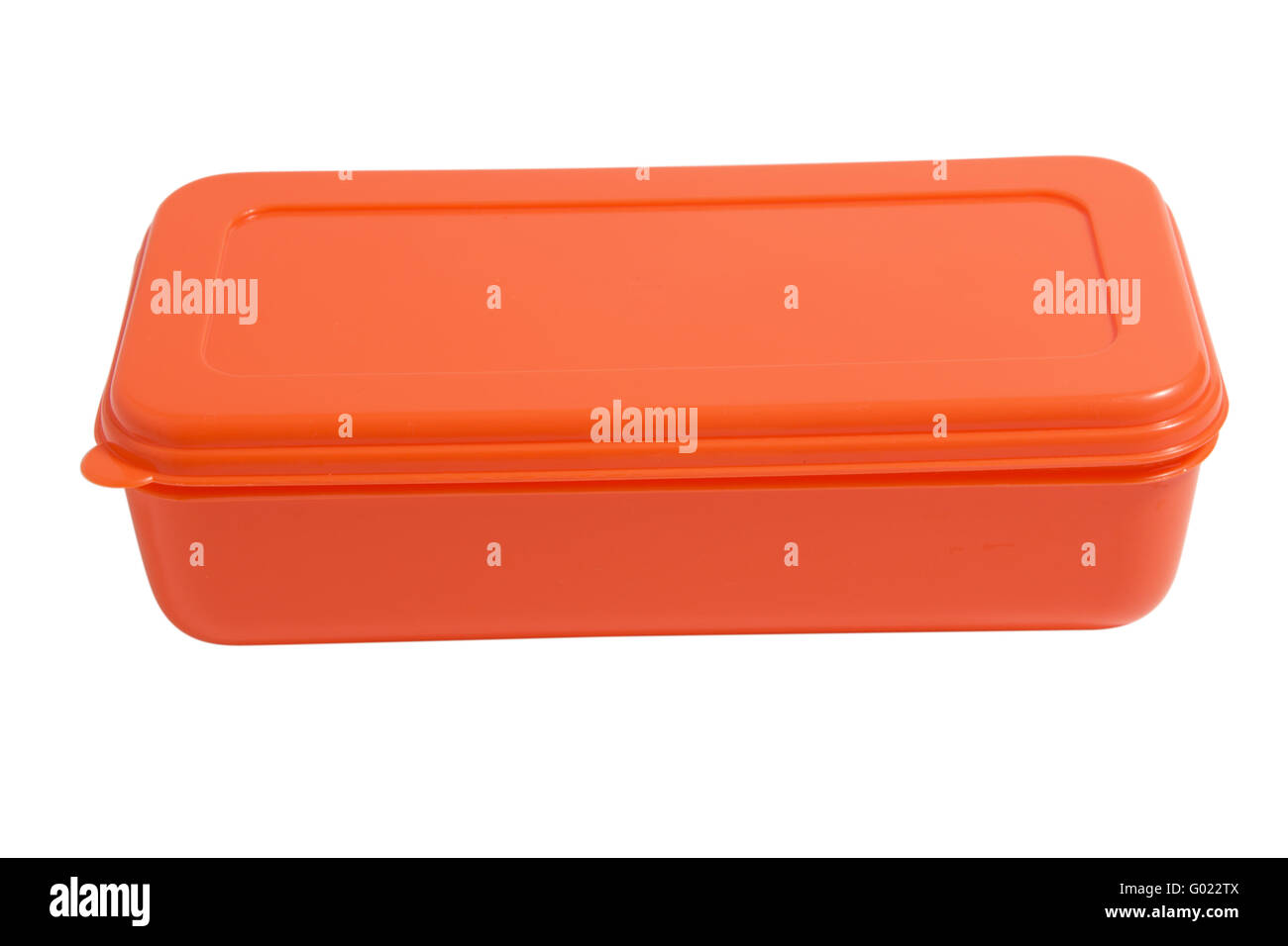orange plastic storage container isolated on white with clipping path ...