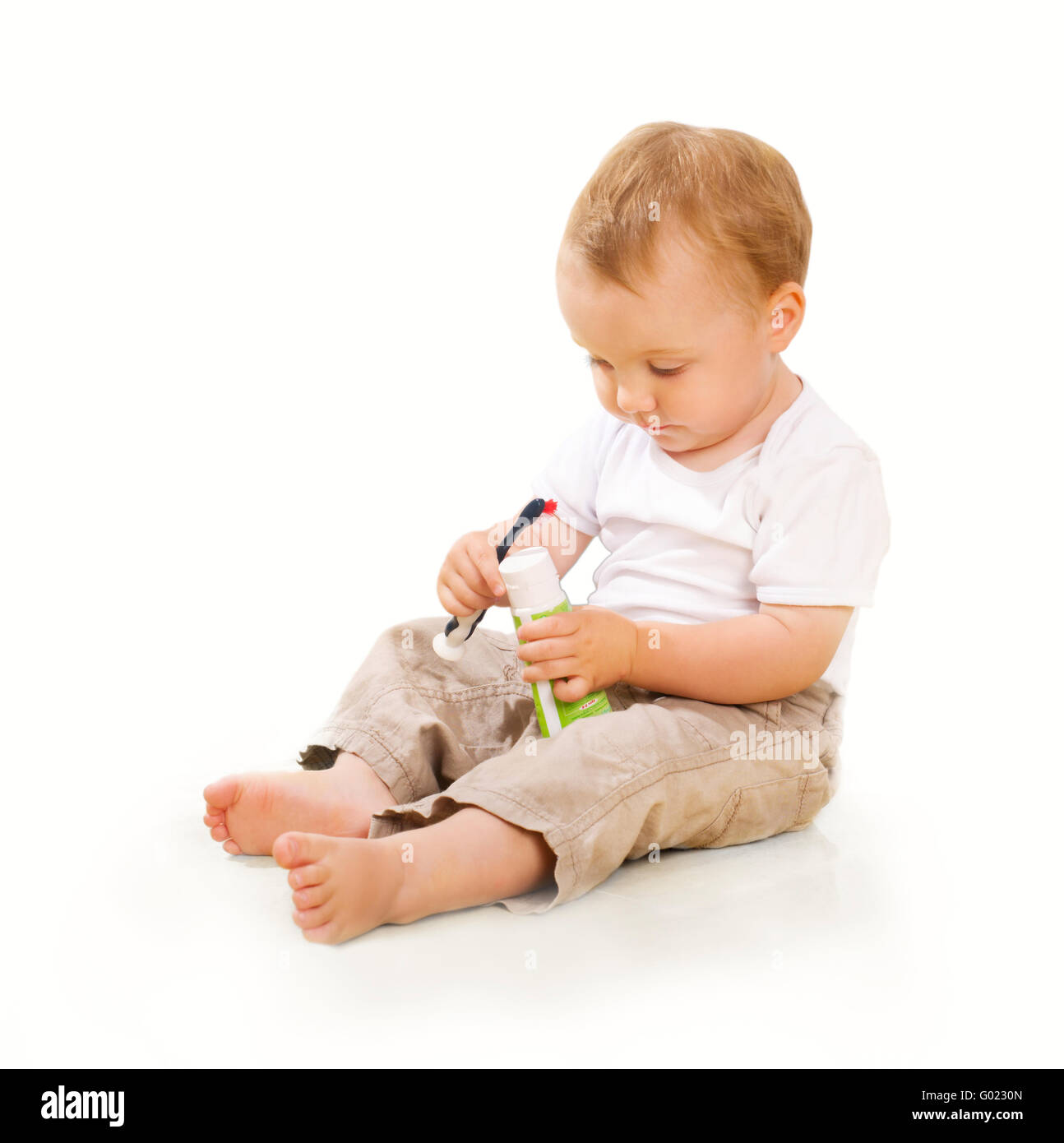 The kiddy with a toothpaste Stock Photo - Alamy
