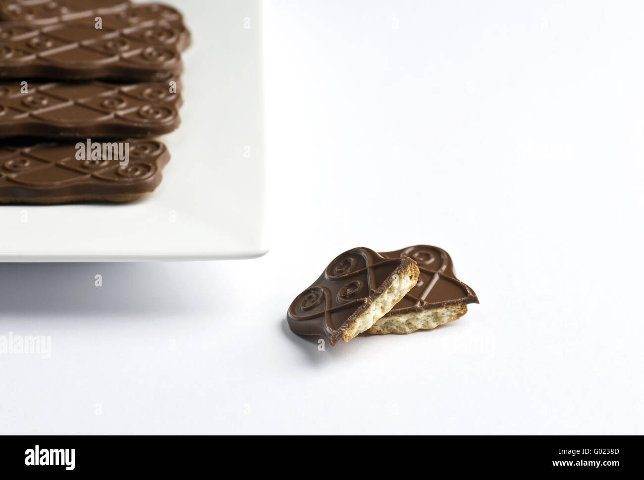 Broken chocolate biscuits hi-res stock photography and images - Alamy