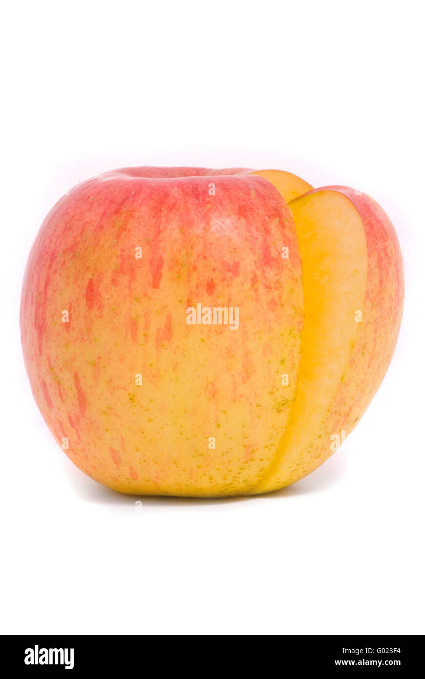 Sliced yellow ripe apple isolated on white background Stock Photo - Alamy