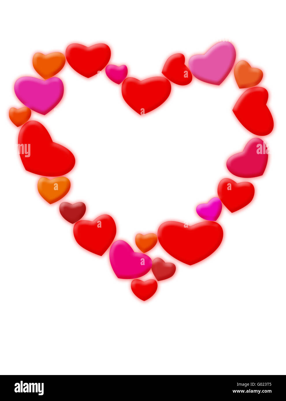 A lot of little hearts in a contour of a large heart Stock Photo - Alamy