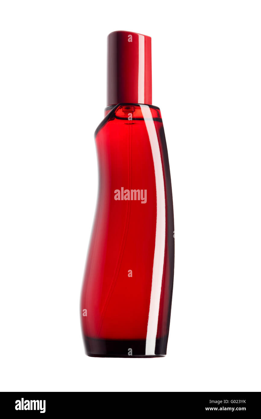 Beautiful red perfume bottles with a white flare Stock Photo - Alamy