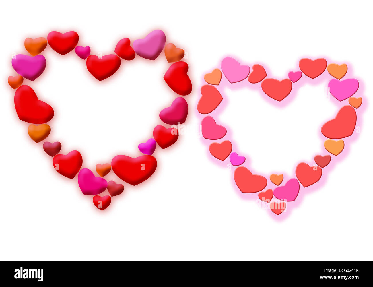 A lot of little hearts in a contour of two large hearts Stock Photo - Alamy