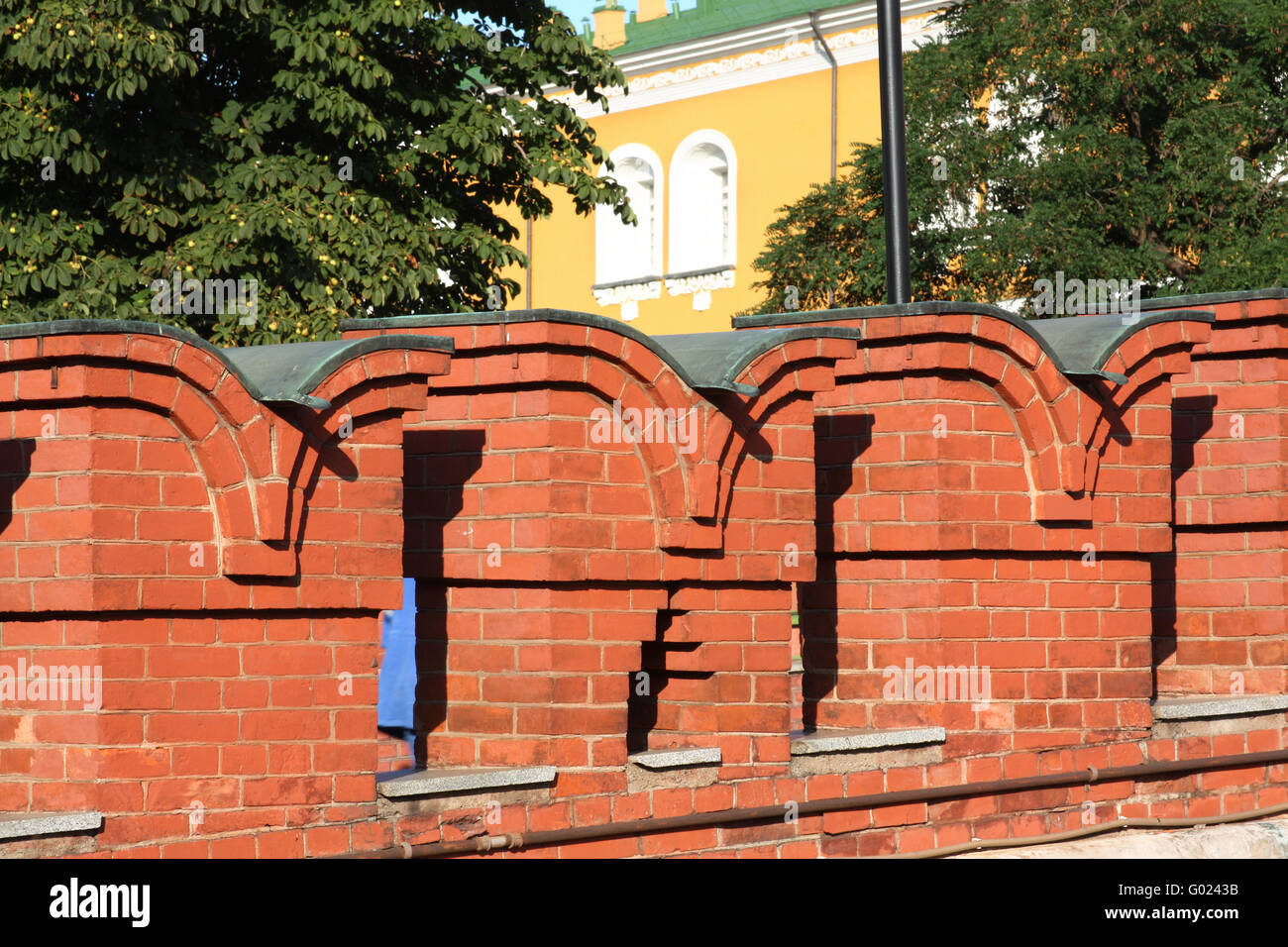 Architecture elements of Kremlin Wall in Moscow Stock Photo - Alamy