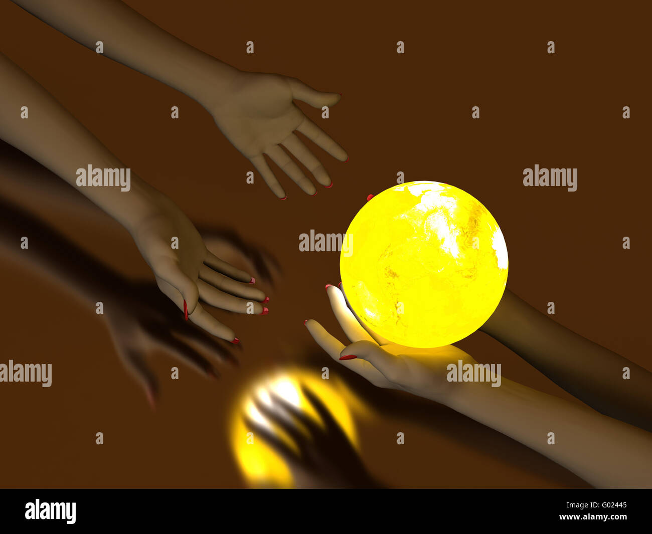 Hand and Luminous globe Stock Photo - Alamy