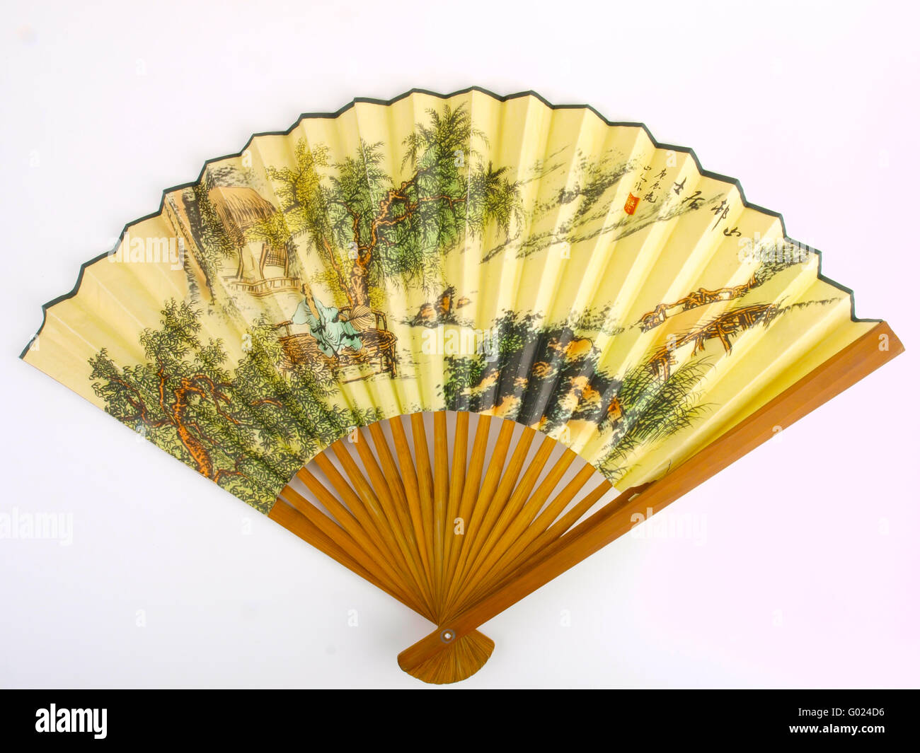 traditional Chinese fan. Close up on white background Stock Photo - Alamy