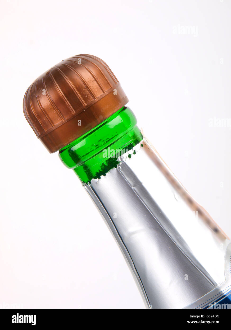 Top on wine bottle. Close up on white background Stock Photo - Alamy