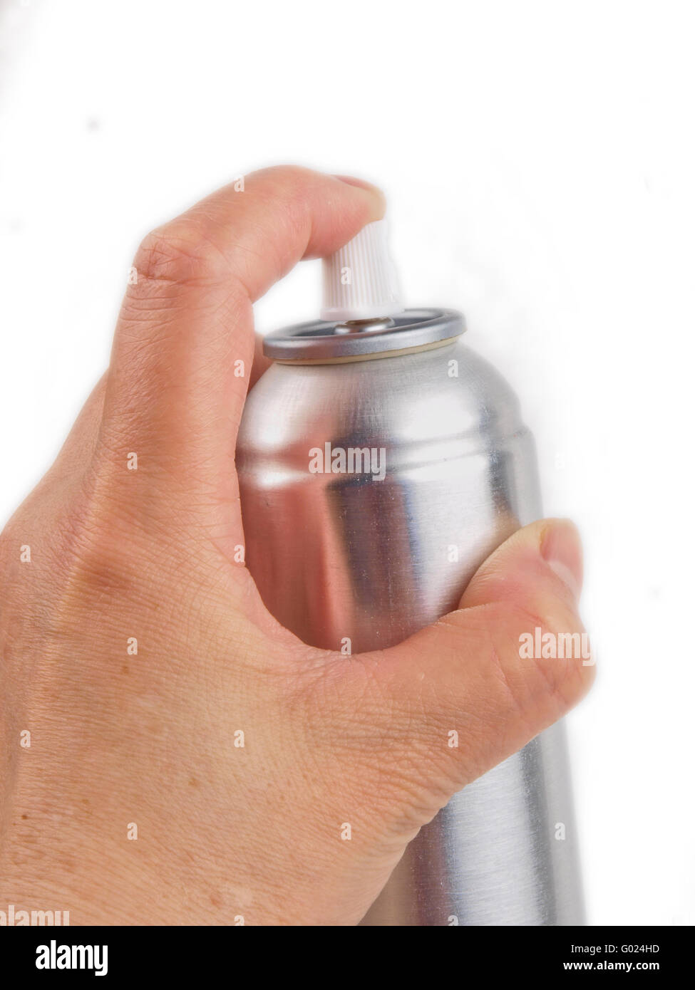 Spraycan. Close up on white background Stock Photo - Alamy