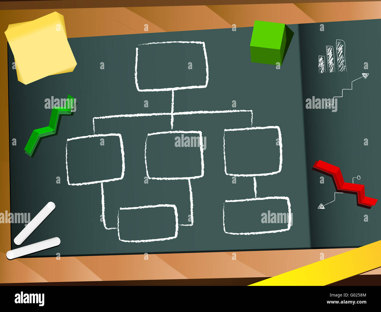 Organization chart blackboard and chalk background. Editable Vector ...