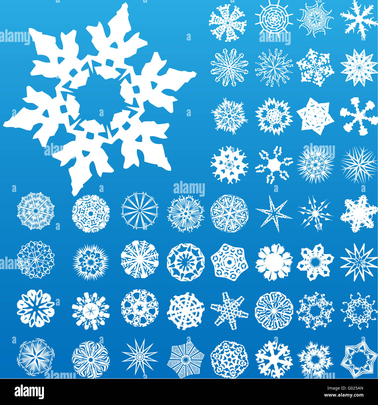 Set of 49 highly detailed complex snowflakes Stock Photo - Alamy