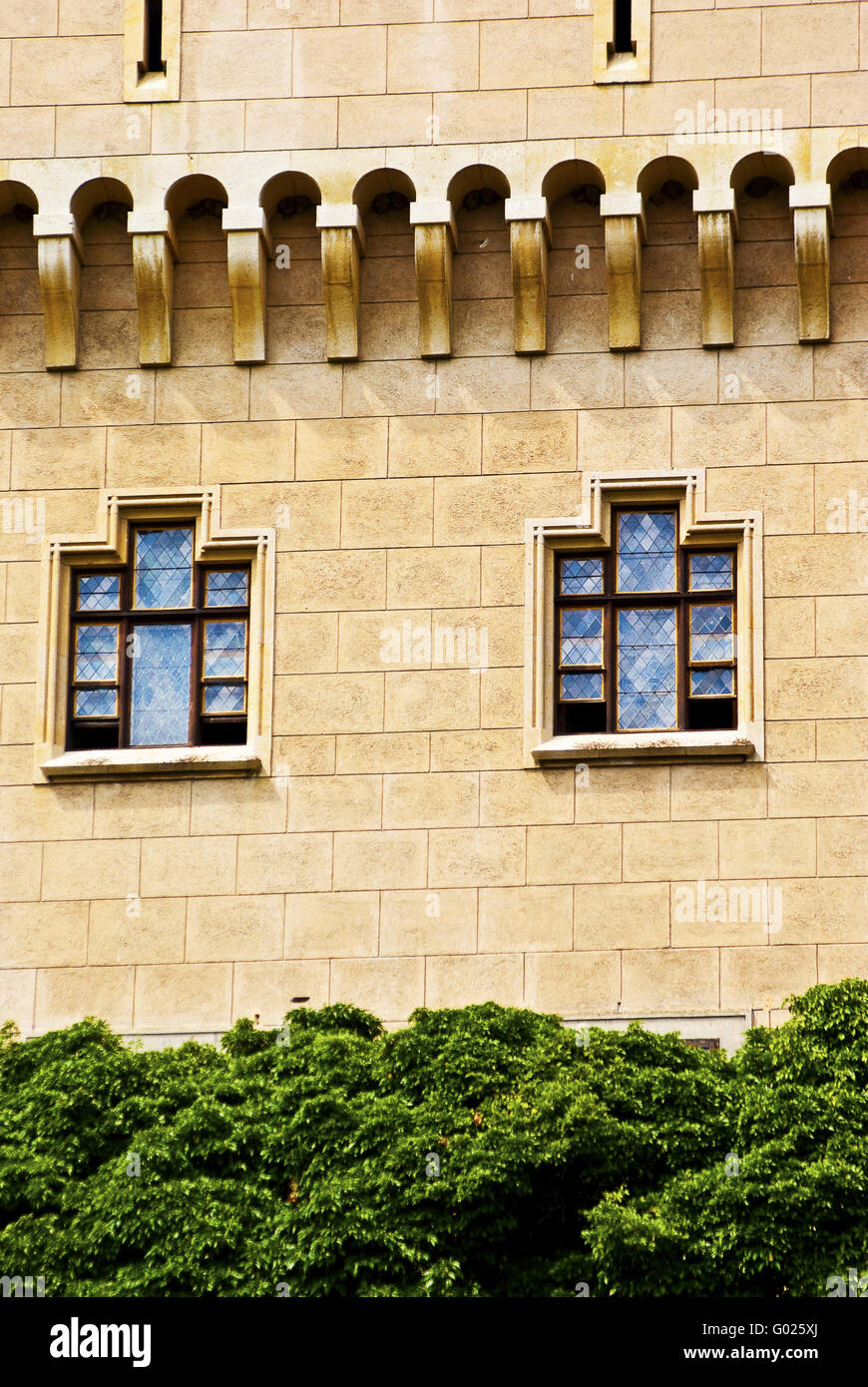 Castle wall with windows Stock Photo - Alamy