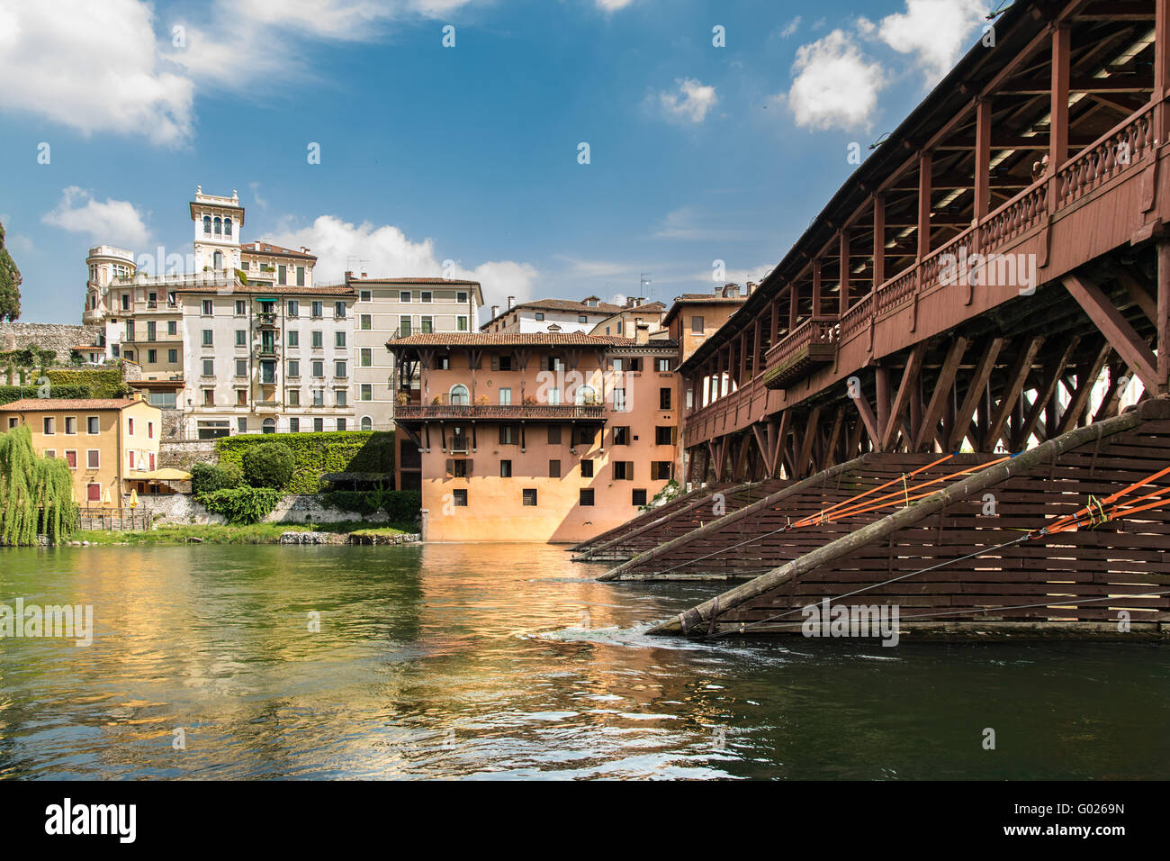 The Old Bridge also called the Bassano Bridge or Bridge of the Alpini ...