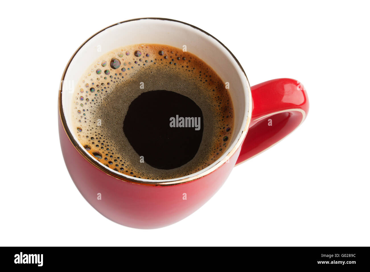red cup of coffee isolated on white background Stock Photo - Alamy