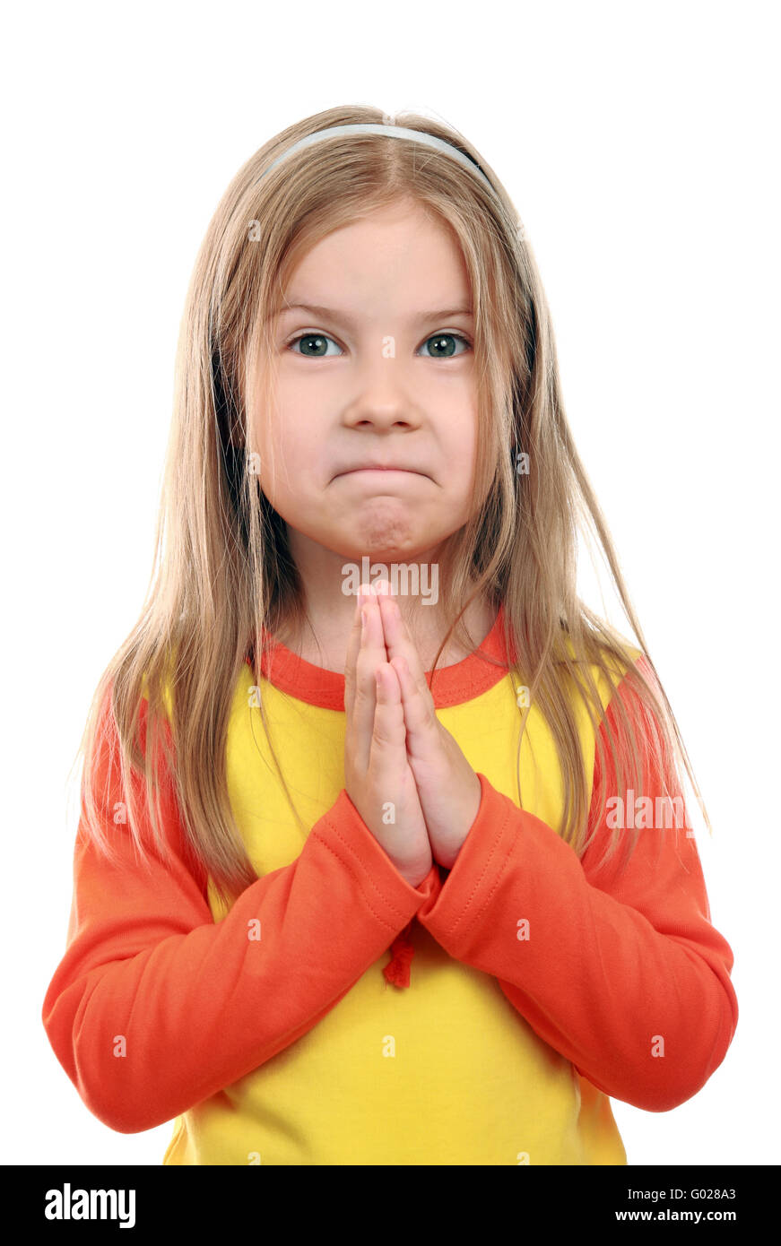 The girl expresses facial expressions and gestures of surprise Stock ...