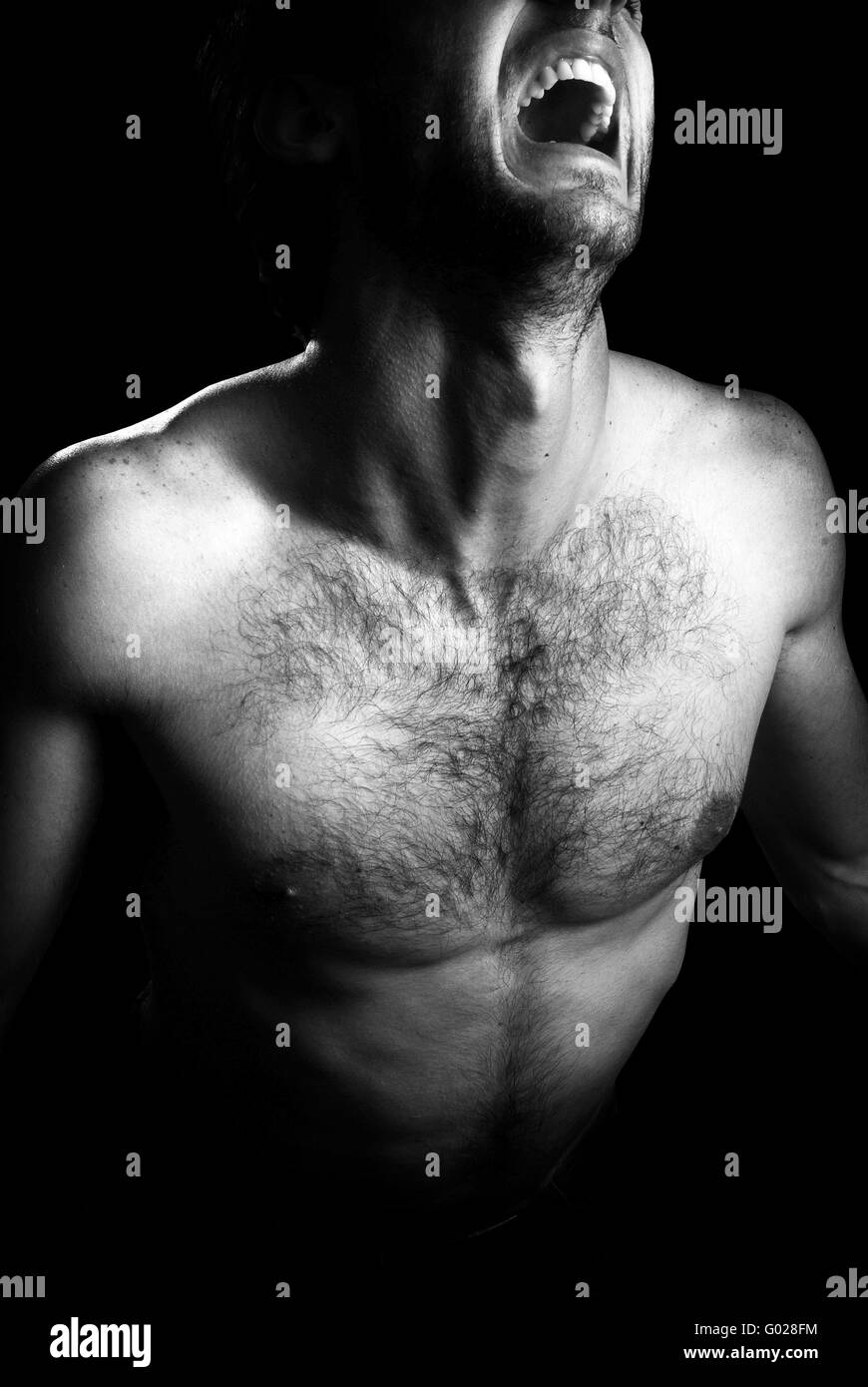 Portrait man shouting screaming Black and White Stock Photos & Images ...