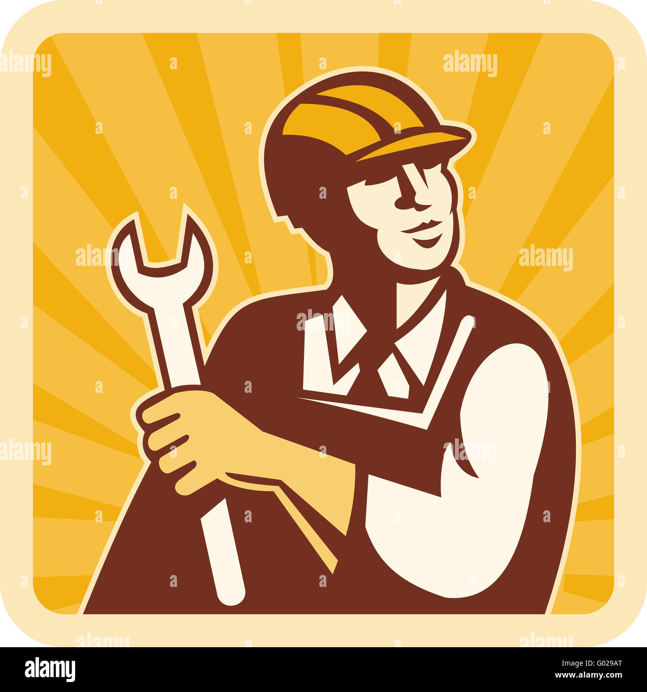 Construction worker engineer mechanic holding spanner Stock Photo - Alamy