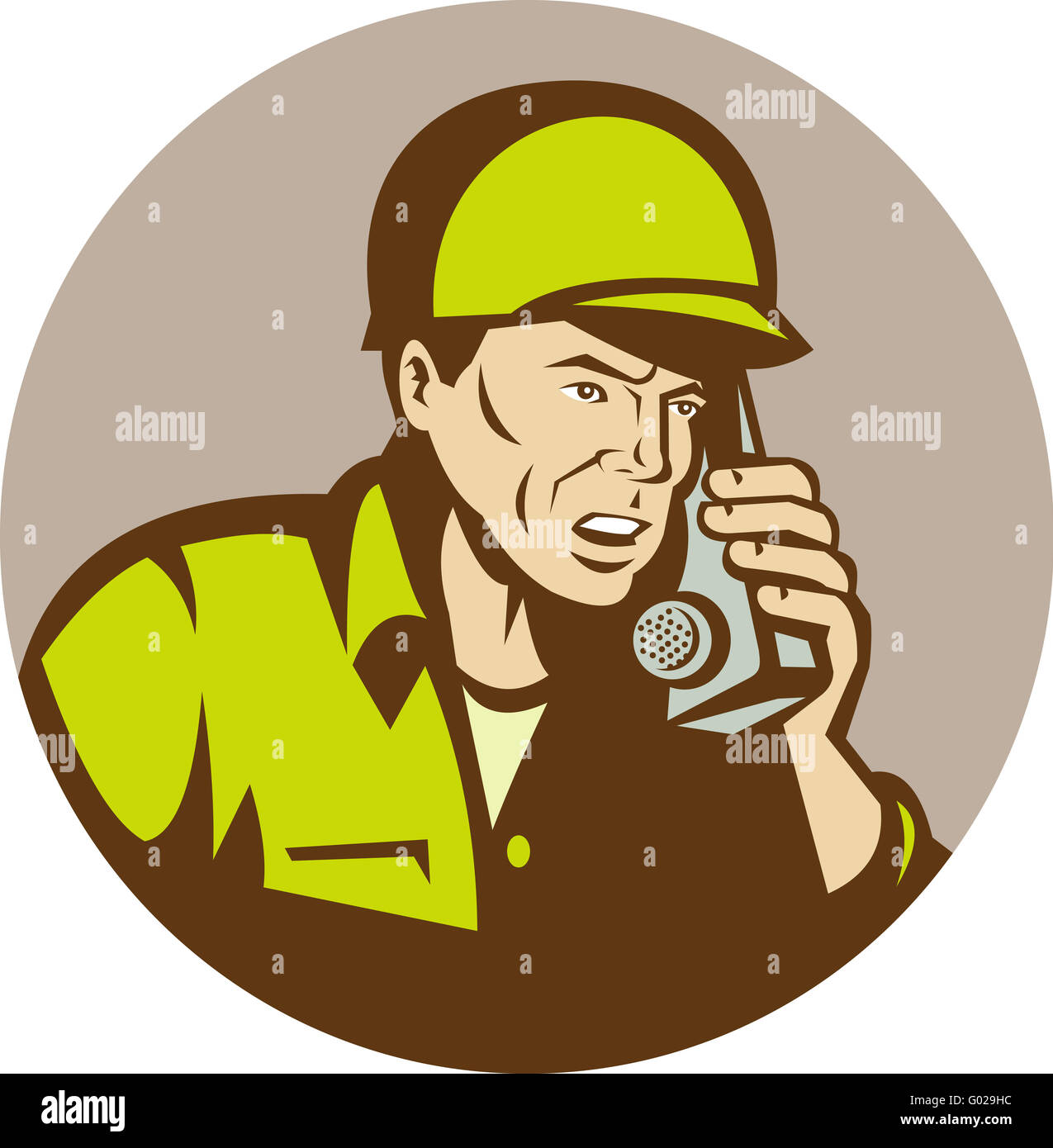 World War two american Soldier talking on radio Stock Photo - Alamy