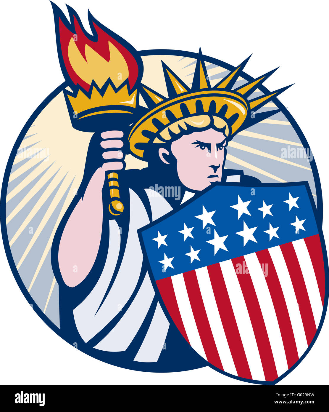 lady statue of liberty with torch and shield Stock Photo - Alamy