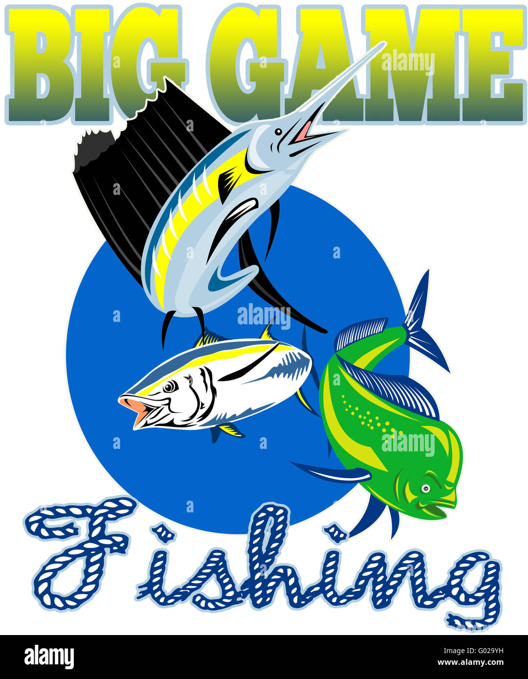 Sailfish dorado dolphin fish and yellow fin tuna Stock Photo - Alamy