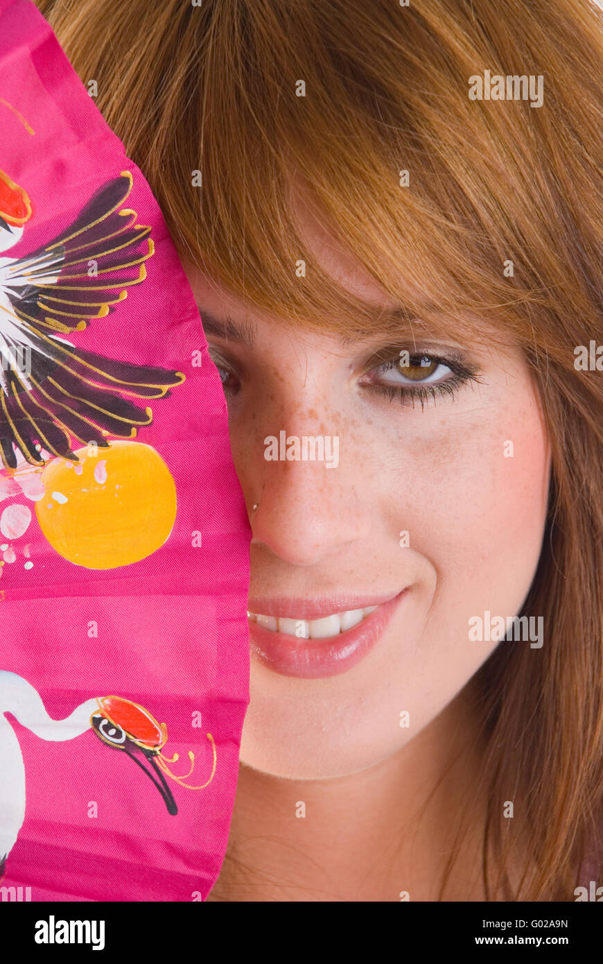 Woman with a Fan Stock Photo - Alamy
