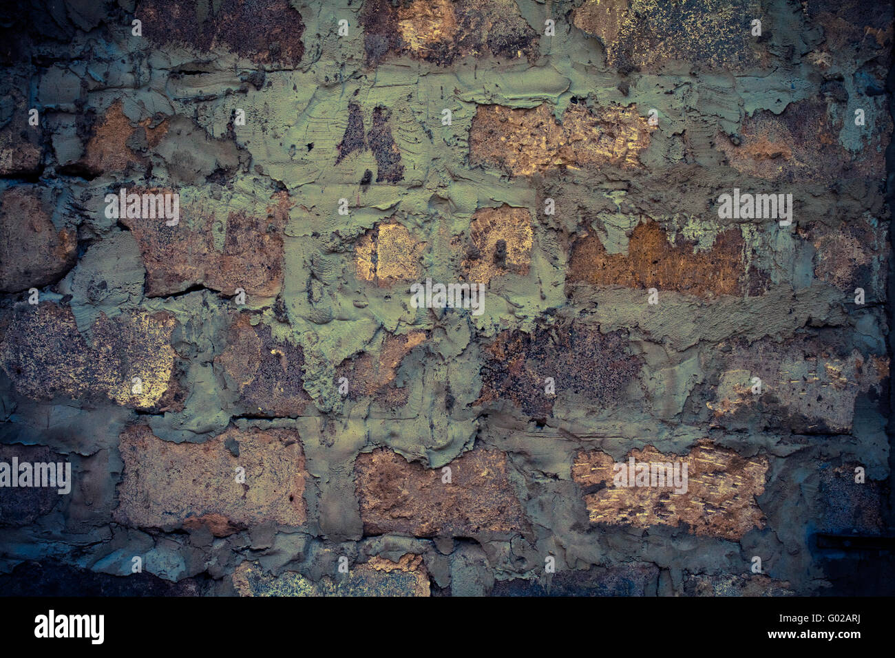 Very old brick wall covered with brown patina Stock Photo - Alamy