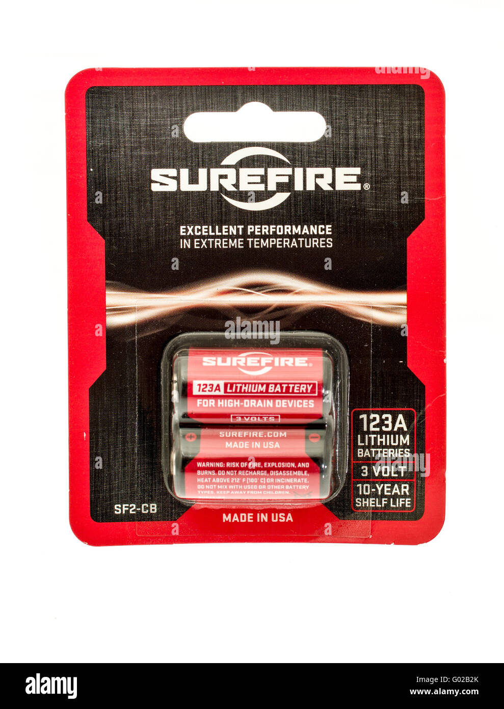 Winneconne, WI - 15 Jan 2016: Package of a Surefire lithium batteries ...