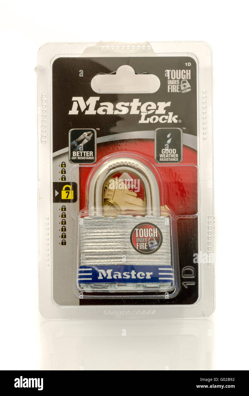 Winneconne, WI - 19 Feb 2016: Package of a Master Lock that uses a key ...