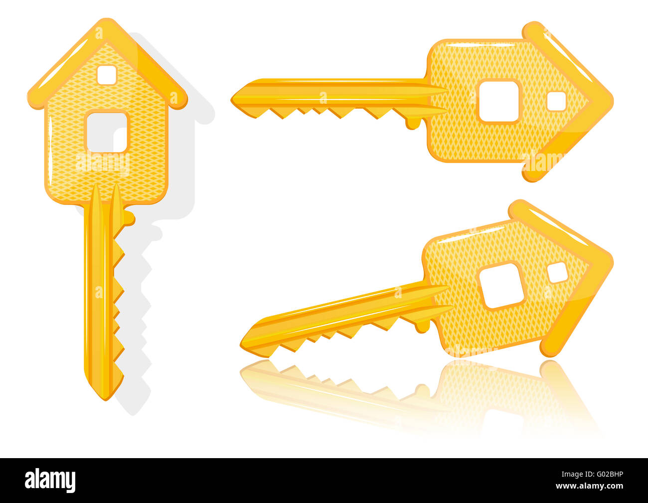 Golden key with house icon Cut Out Stock Images & Pictures - Alamy