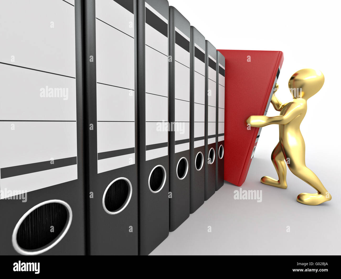 Men with archive from folders on white isolated background. 3d Stock ...