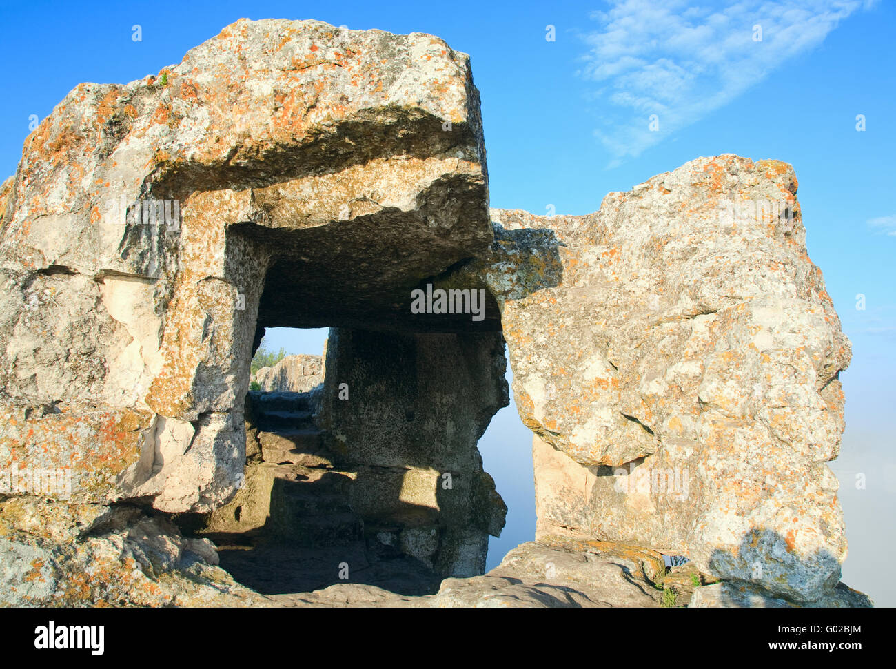 Morning cloudy view from top of Mangup ancient settlement Stock Photo ...