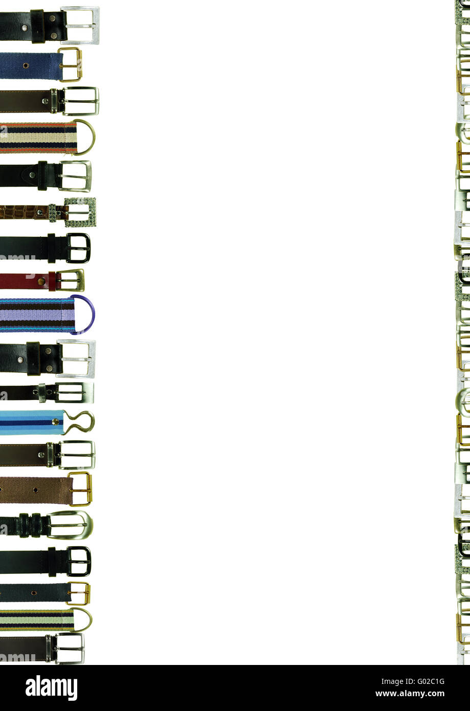A set of colorful belts as a border isolated on wh Stock Photo - Alamy