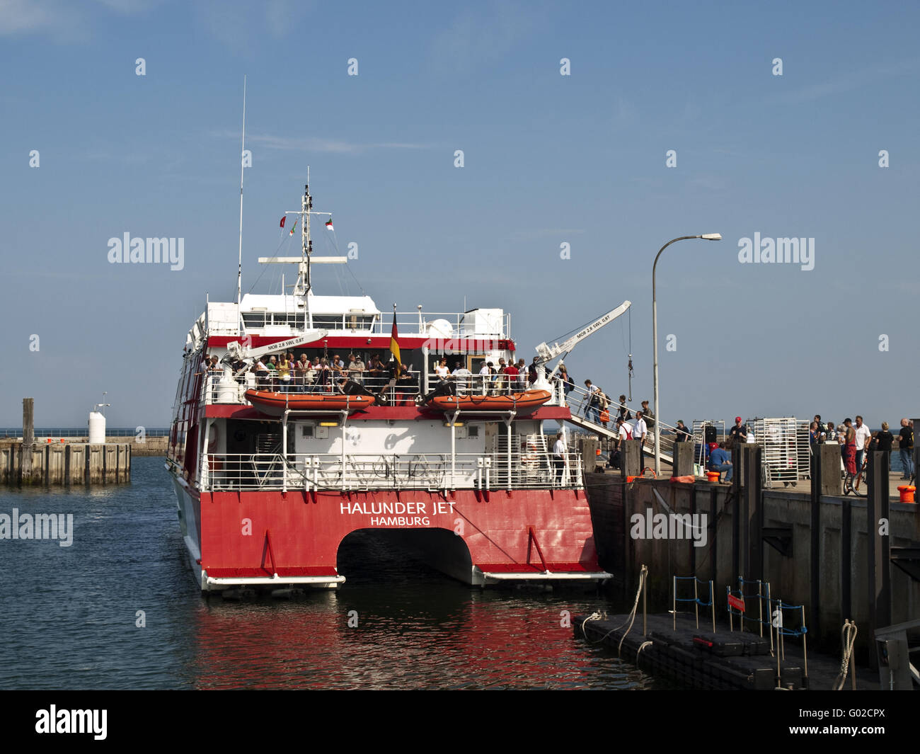 Departure of Halunder Jet on Heligoland, Germany Stock Photo - Alamy