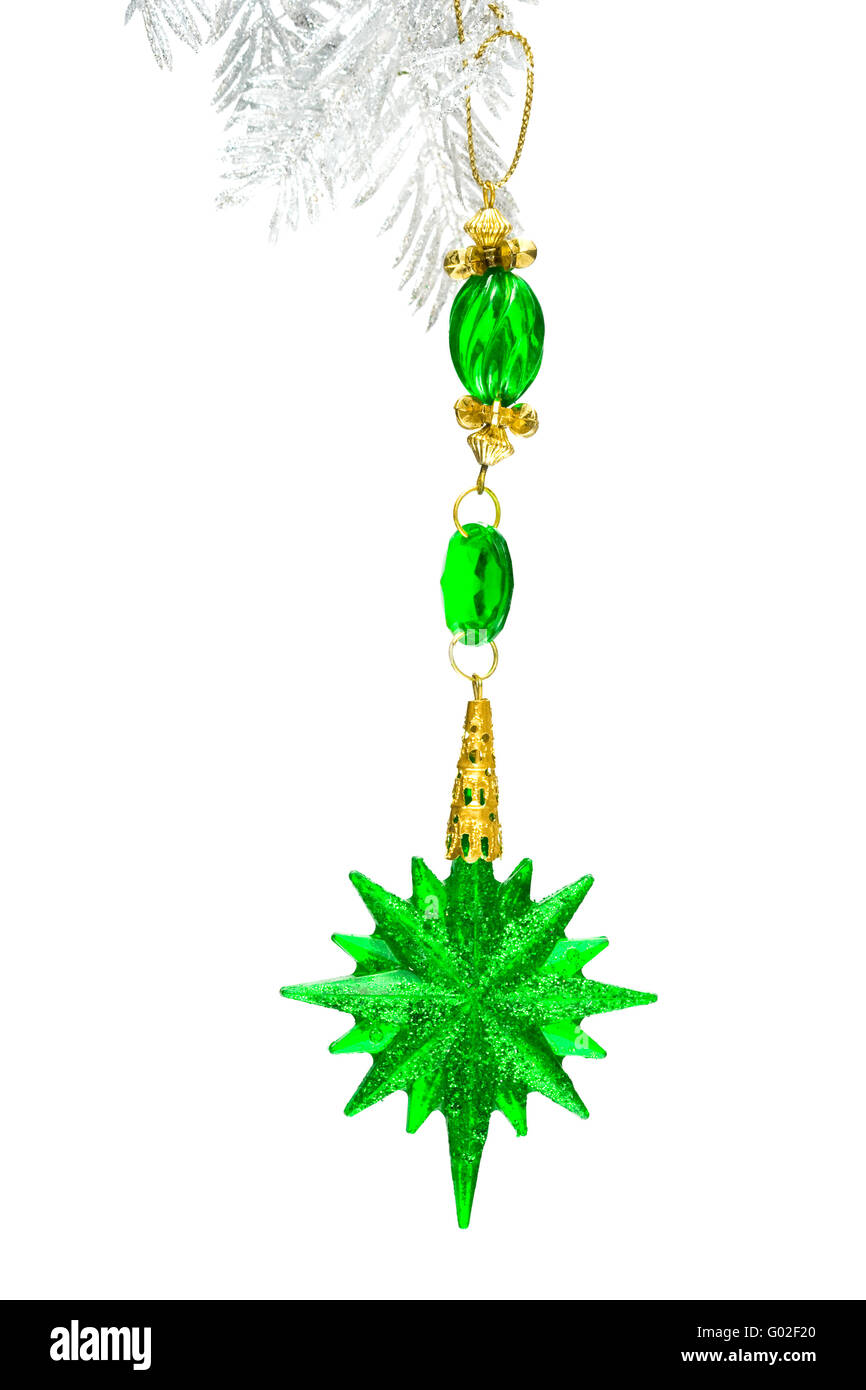 green decoration star isolated on white background Stock Photo - Alamy