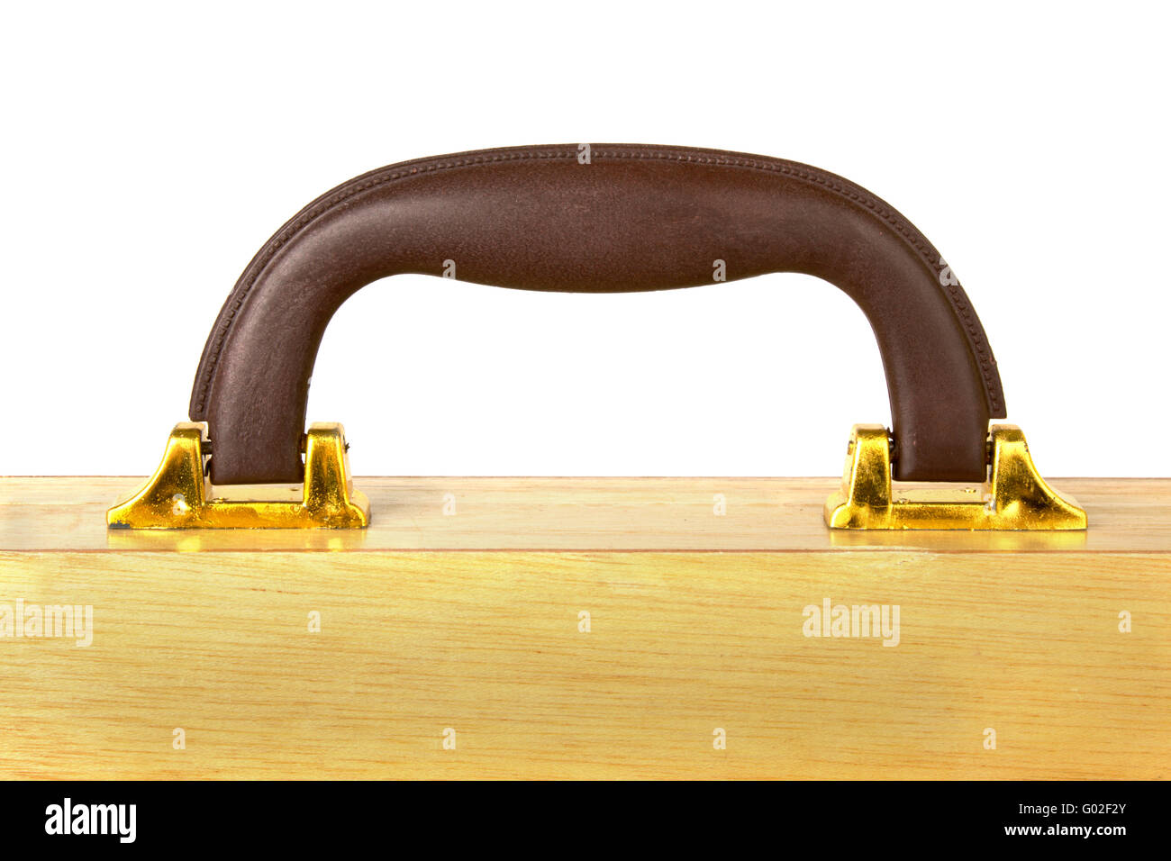 wooden case with leather handle isolated on white background Stock ...