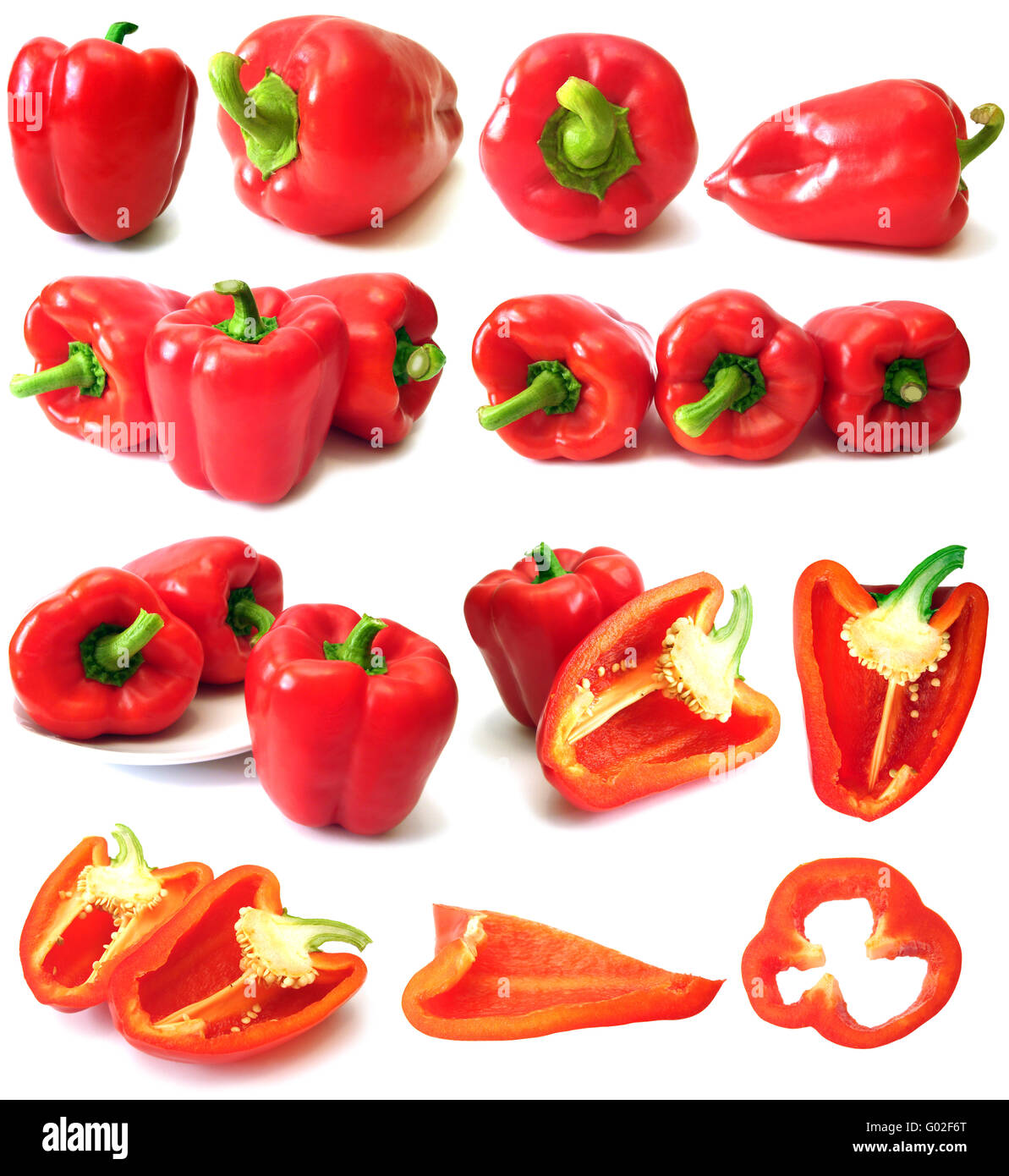 collection of isolated red pepper over white background Stock Photo - Alamy