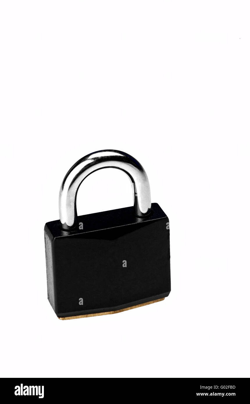 Black padlock on white background Stock Photo - Alamy
