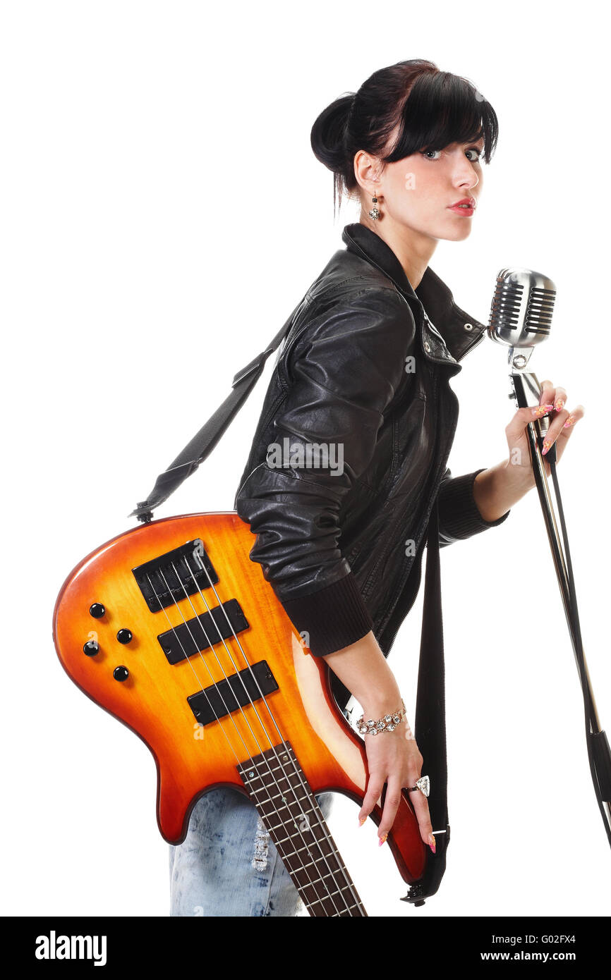 Punk girl singing into microphone hi-res stock photography and images ...