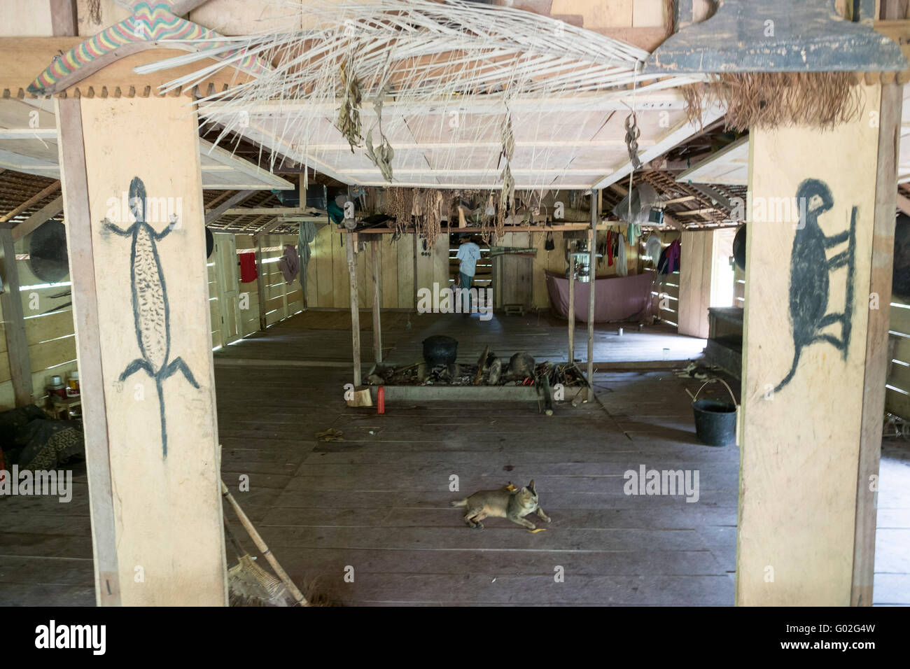 Wall drawing and decoration inside the Mentawai tribe house in Muara ...