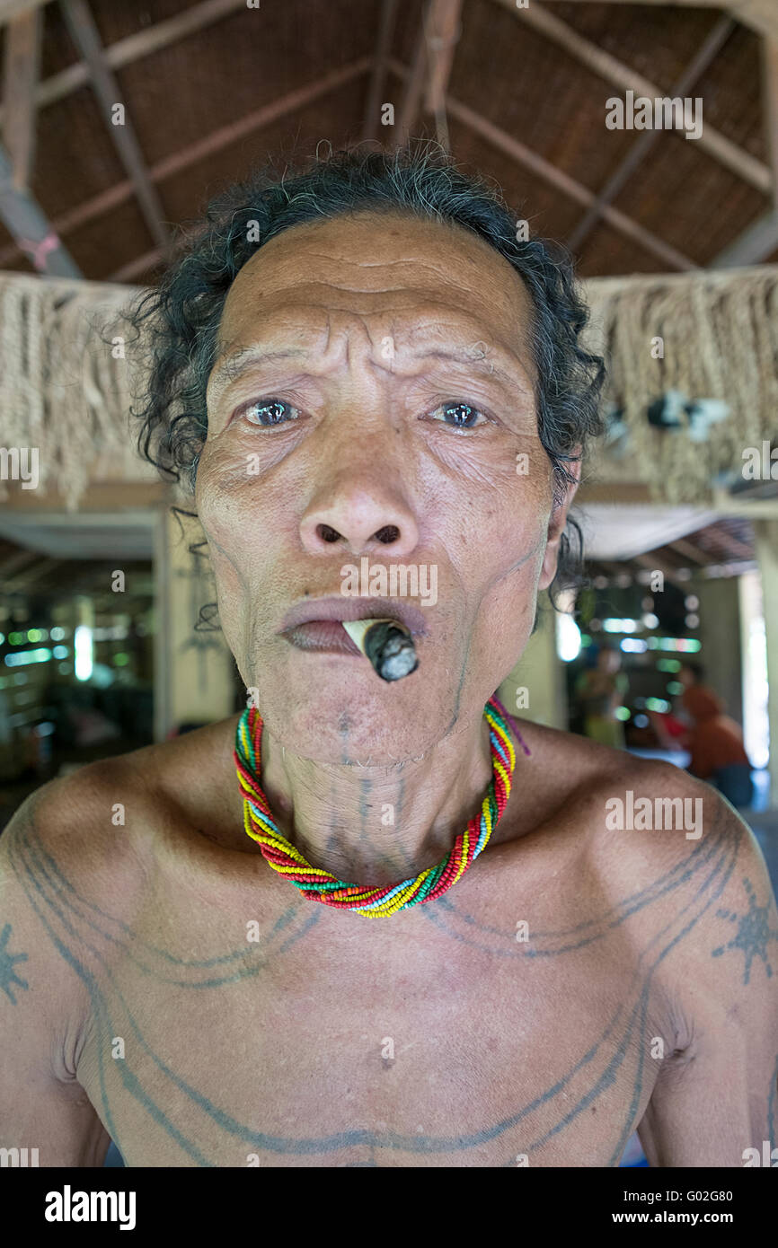 Unidentified Mentawai tribe pose for camera.The indigenous inhabitants ...