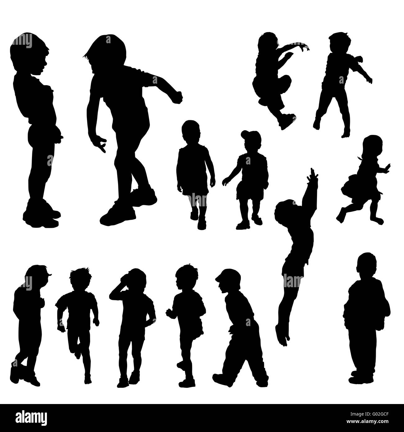 children silhouettes in different positions Stock Photo - Alamy