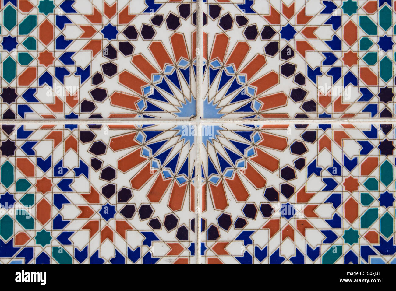 Ornamental geometric pattern on the colorful traditional tiles on the ...