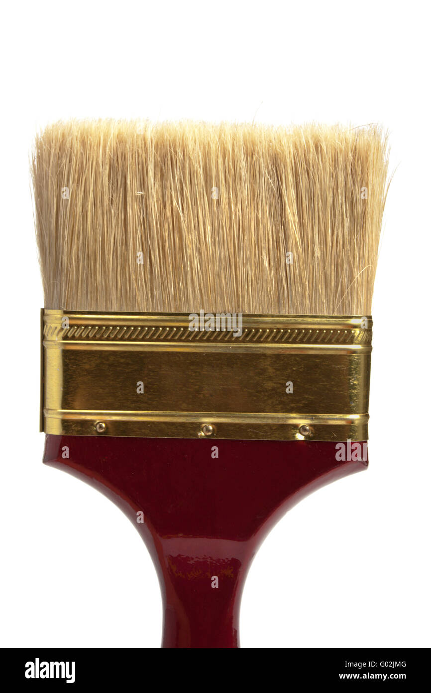 natural brush with red handle isolated on white background Stock Photo ...