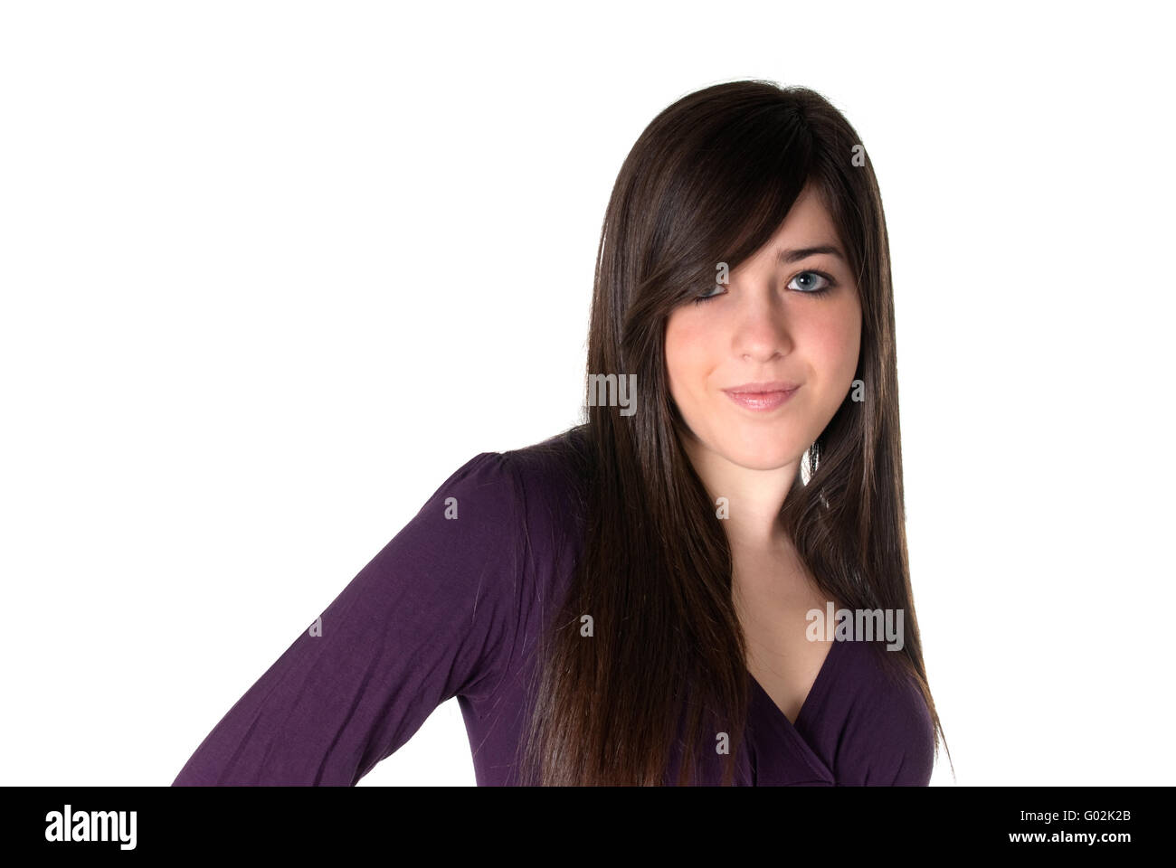 Young adult teen tender expression isolated on white background Stock ...