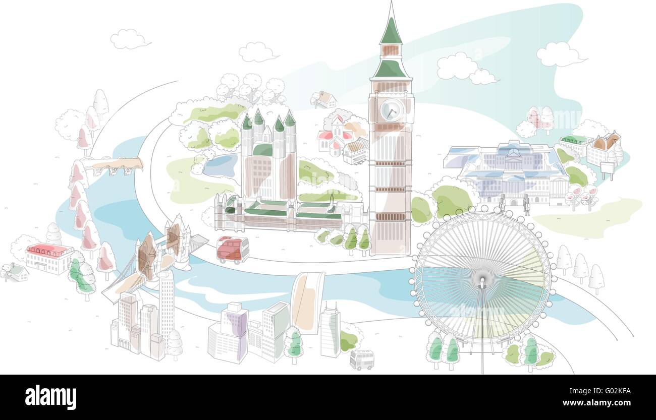 Line City - Color Stock Vector Image & Art - Alamy