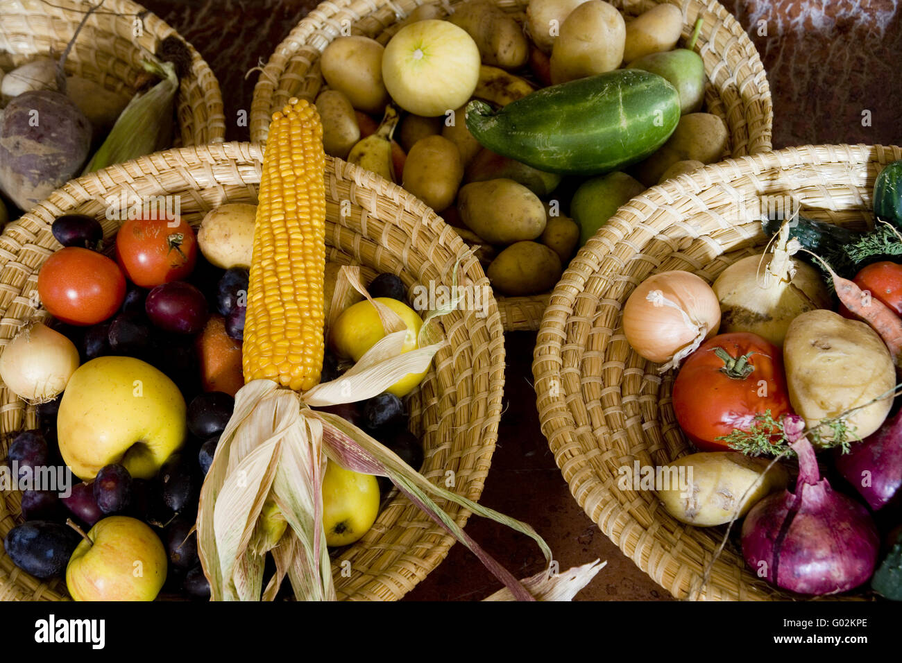 fruits and vegetable in baskets Stock Photo - Alamy