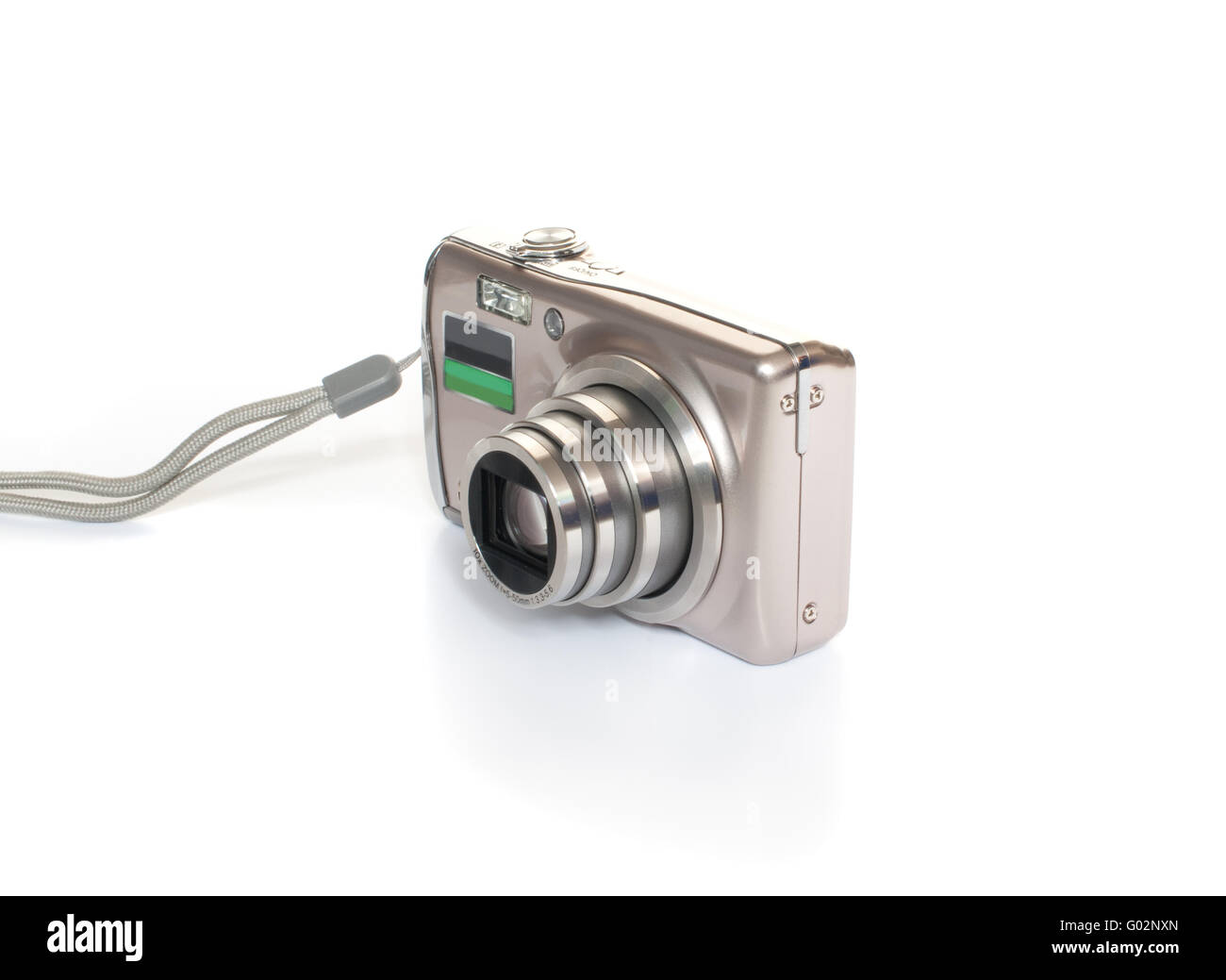 Small metal Digital photo camera isolated on white Stock Photo - Alamy